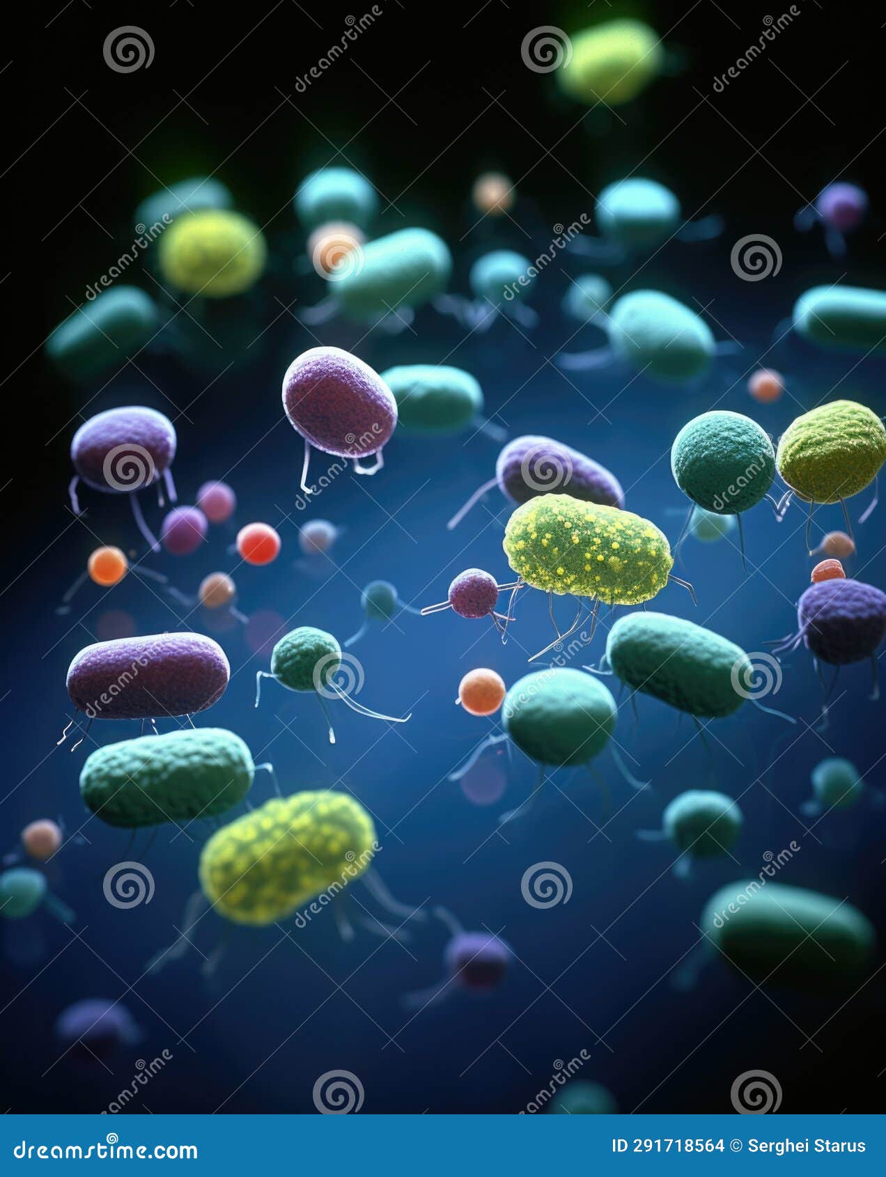 A Bunch of Different Colored Germs Floating in the Air, AI Stock ...