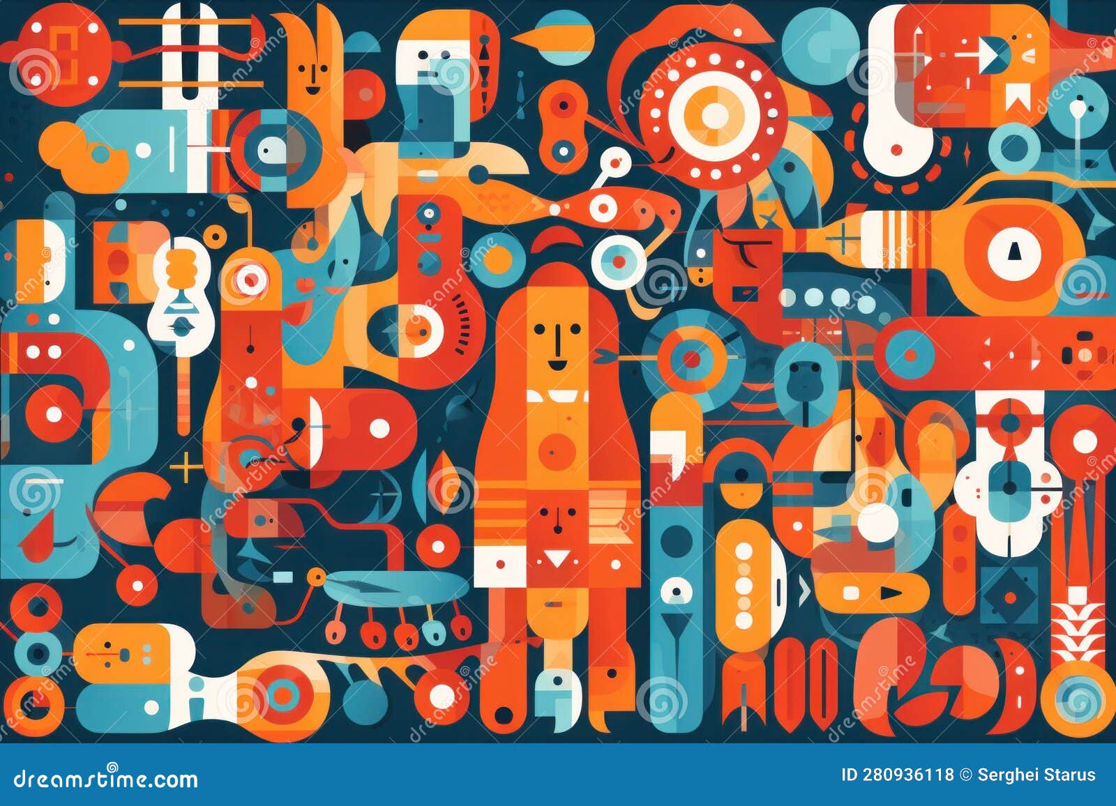 A Bunch of Different Colored Objects on a Blue Background. Generative ...