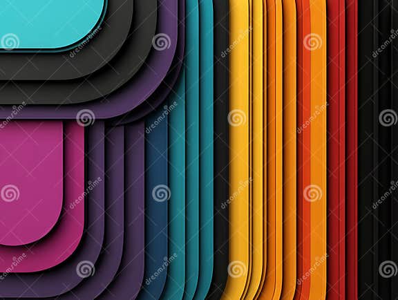 A Bunch of Different Colored Paper Shapes on a Black Background Stock ...