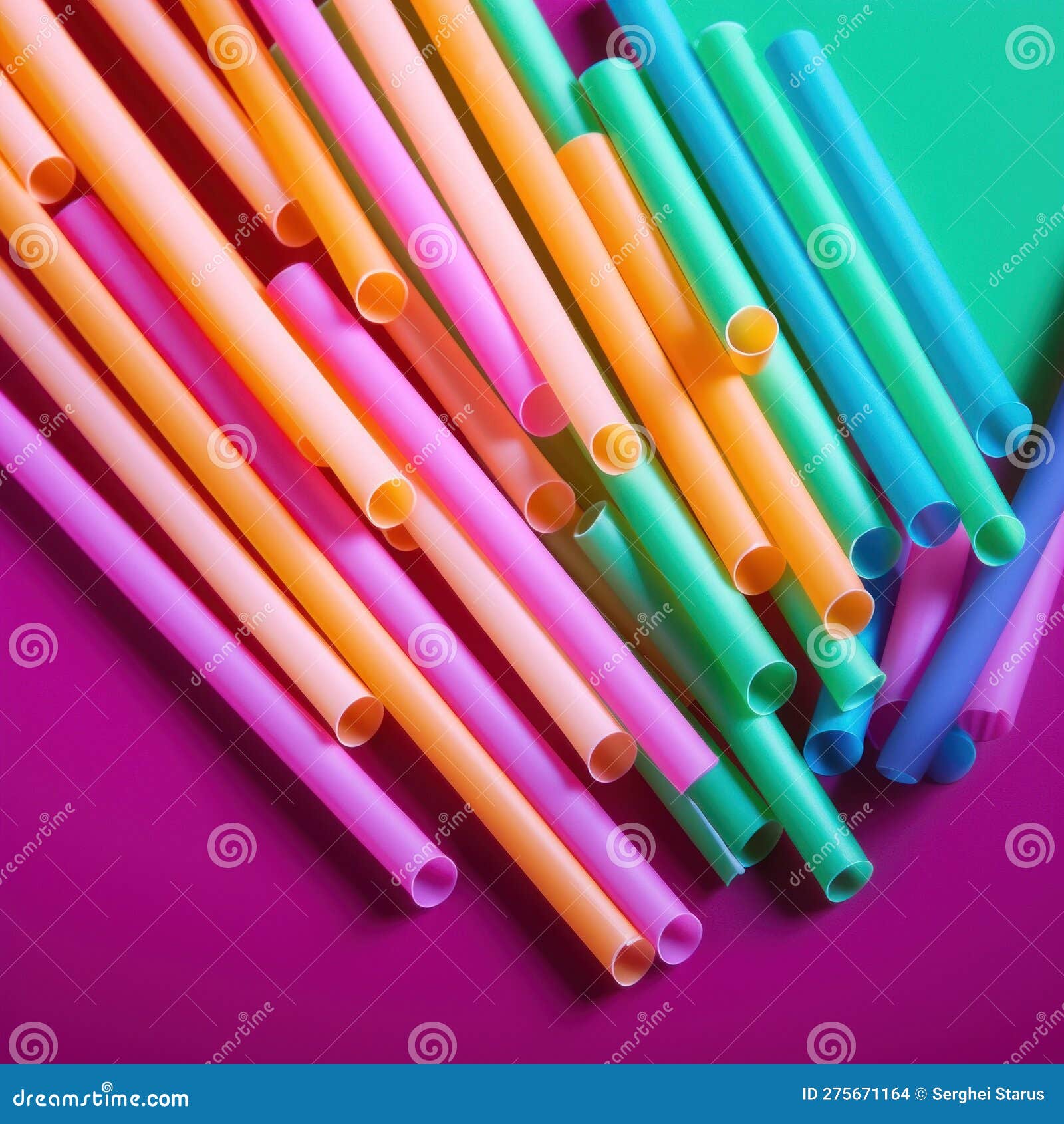 A Bunch of Different Colored Plastic Drinking Straws. AI Generative ...