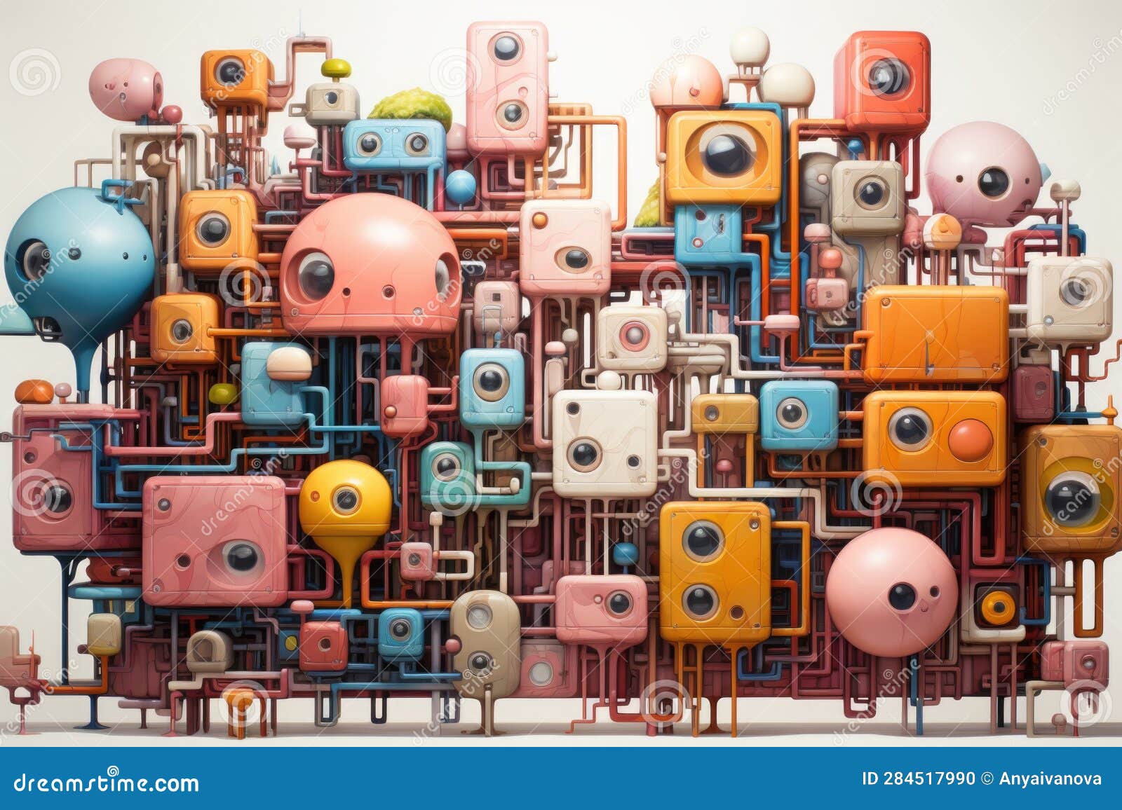 A Bunch of Different Colored Robots on a White Surface. Generative AI ...