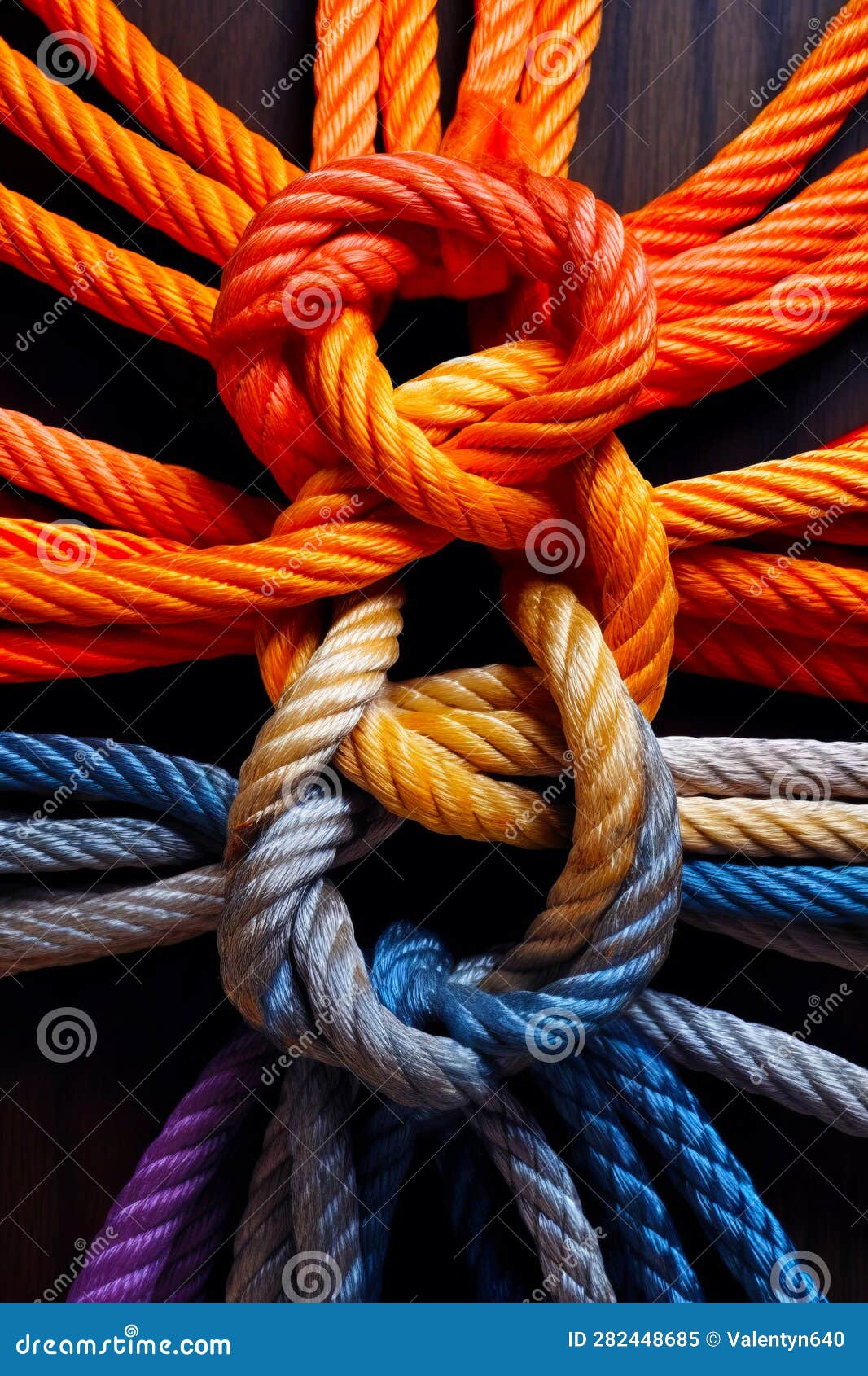 Bunch of Different Colored Ropes on Black Surface with One Knot in the ...