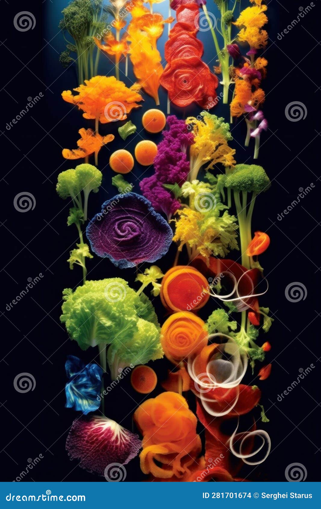 A Bunch of Different Colored Vegetables on a Black Background ...