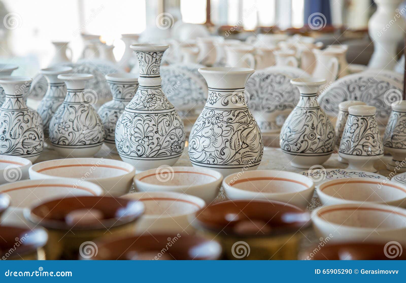 Bunch of Different Pattern Clay Jars Stock Photo - Image of clay, brown ...