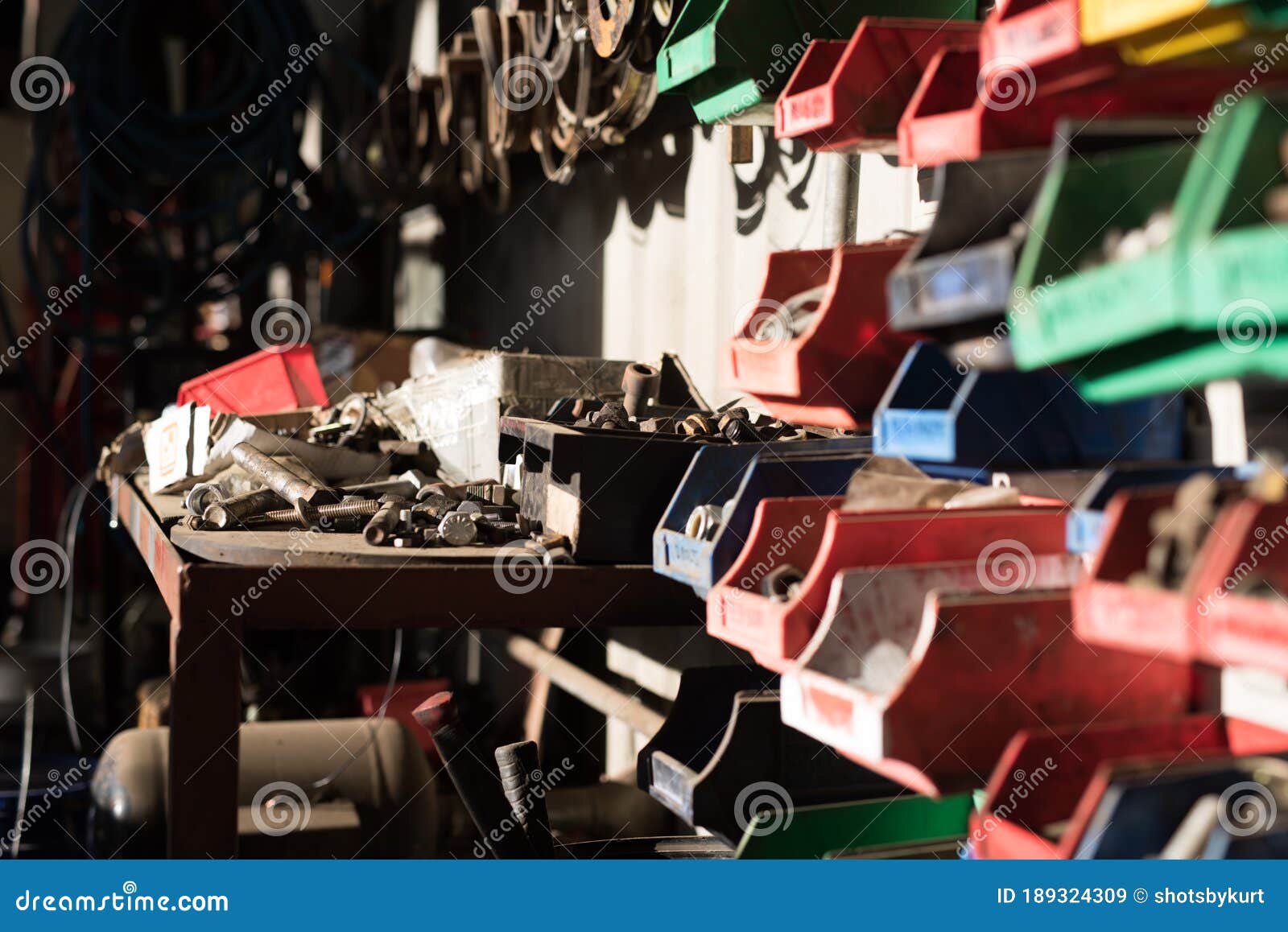 Bolt Racks on a Workshop Bench Stock Image - Image of bolt, trad: 189324309