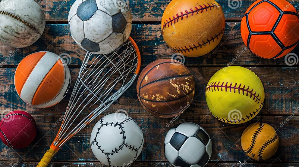 A Bunch of Different Types of Balls are on a Table, AI Stock Image ...