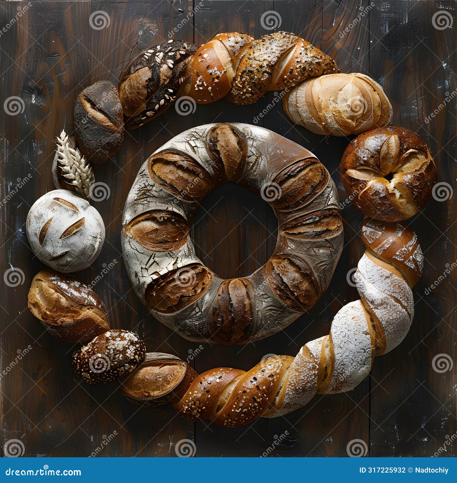 An Array of Diverse Bread Types are Displayed in a Circular Formation ...
