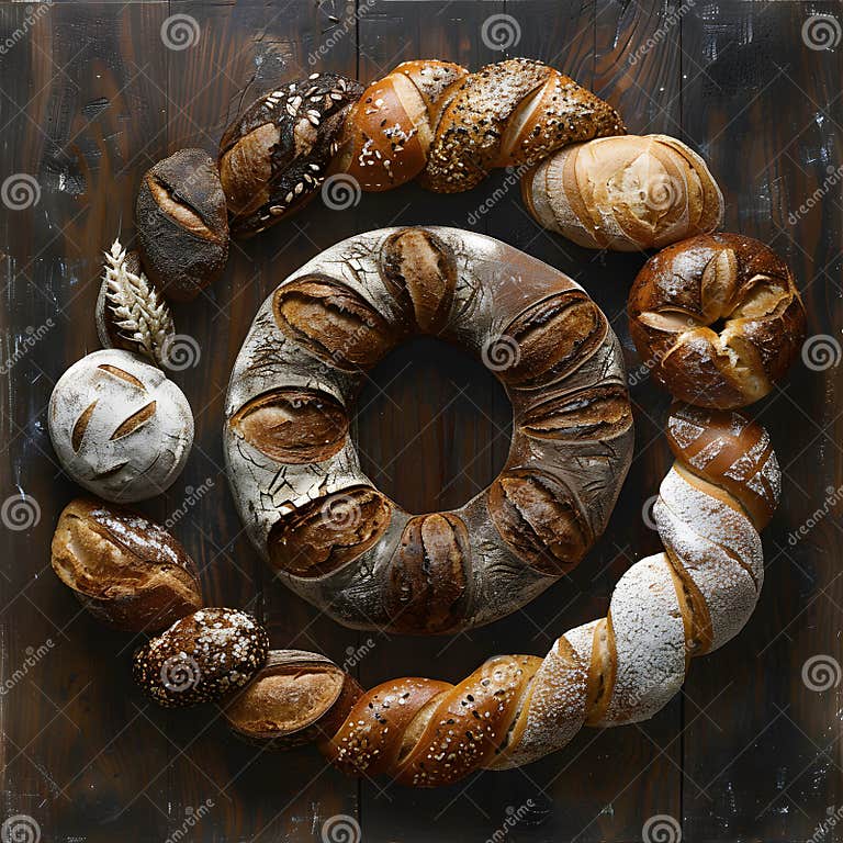 An Array of Diverse Bread Types are Displayed in a Circular Formation ...