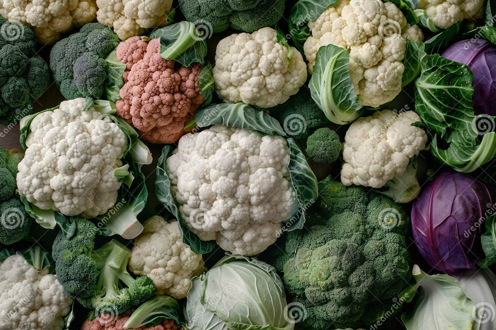 A Bunch of Different Types of Cauliflower are Sitting on Top of Each ...