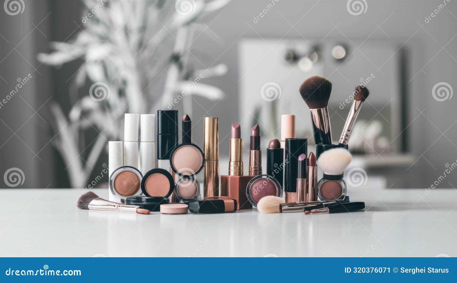 A Bunch of Different Types and Colors of Cosmetics on a Table, AI Stock ...
