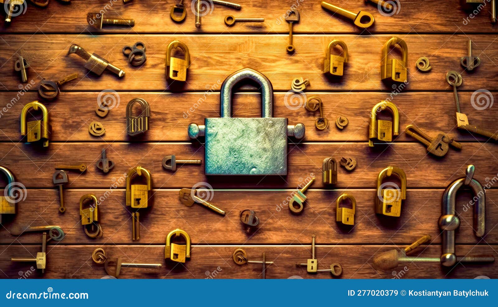 Bunch of Different Types of Locks on Wooden Wall with Padlock ...