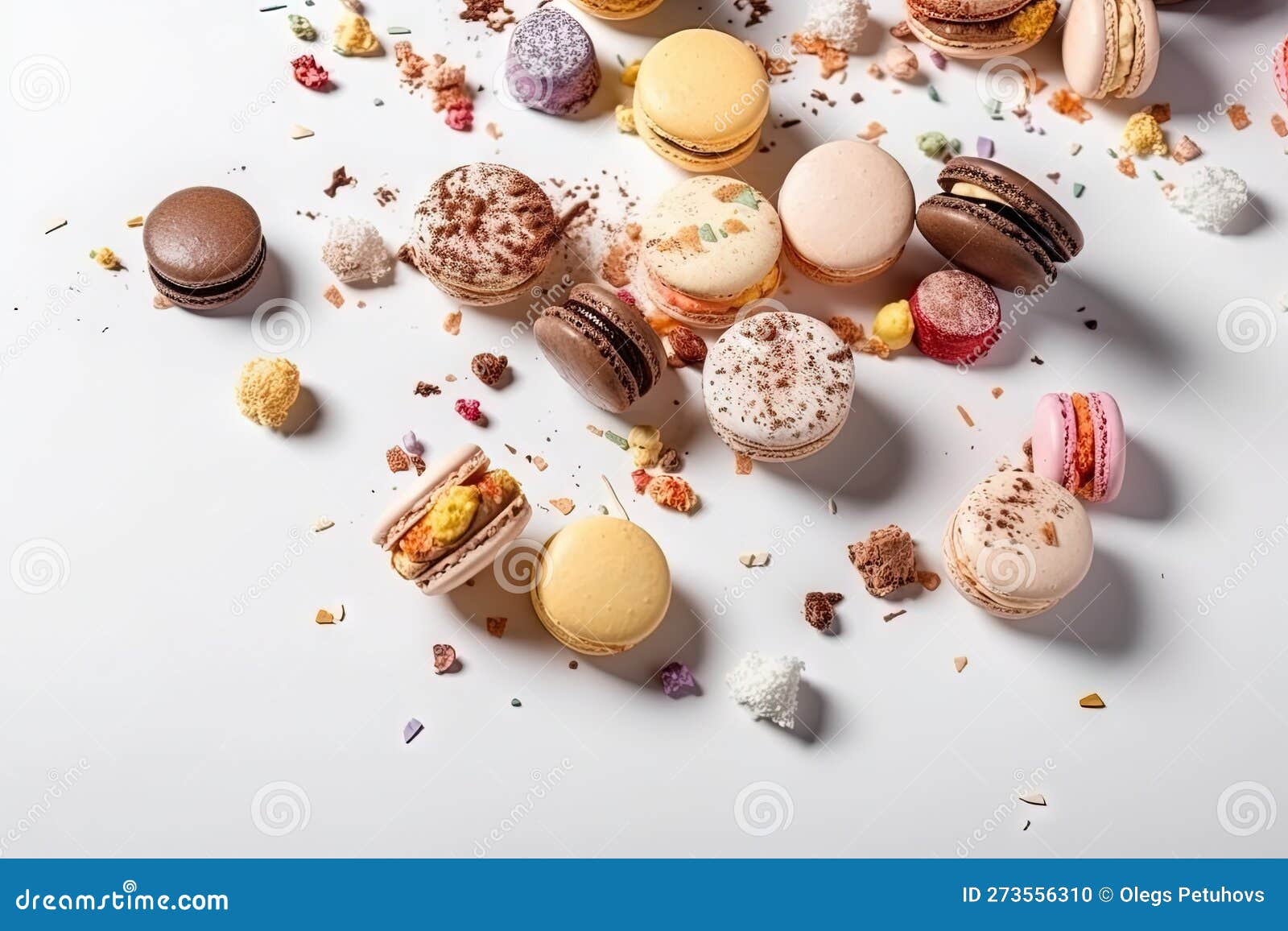 A Bunch of Different Types of Macaroons on a White Surface with ...