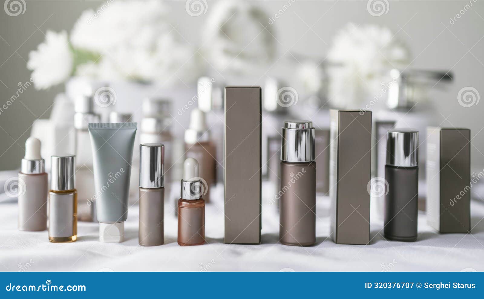 A Bunch of Different Types and Sizes of Cosmetic Products on a Table ...