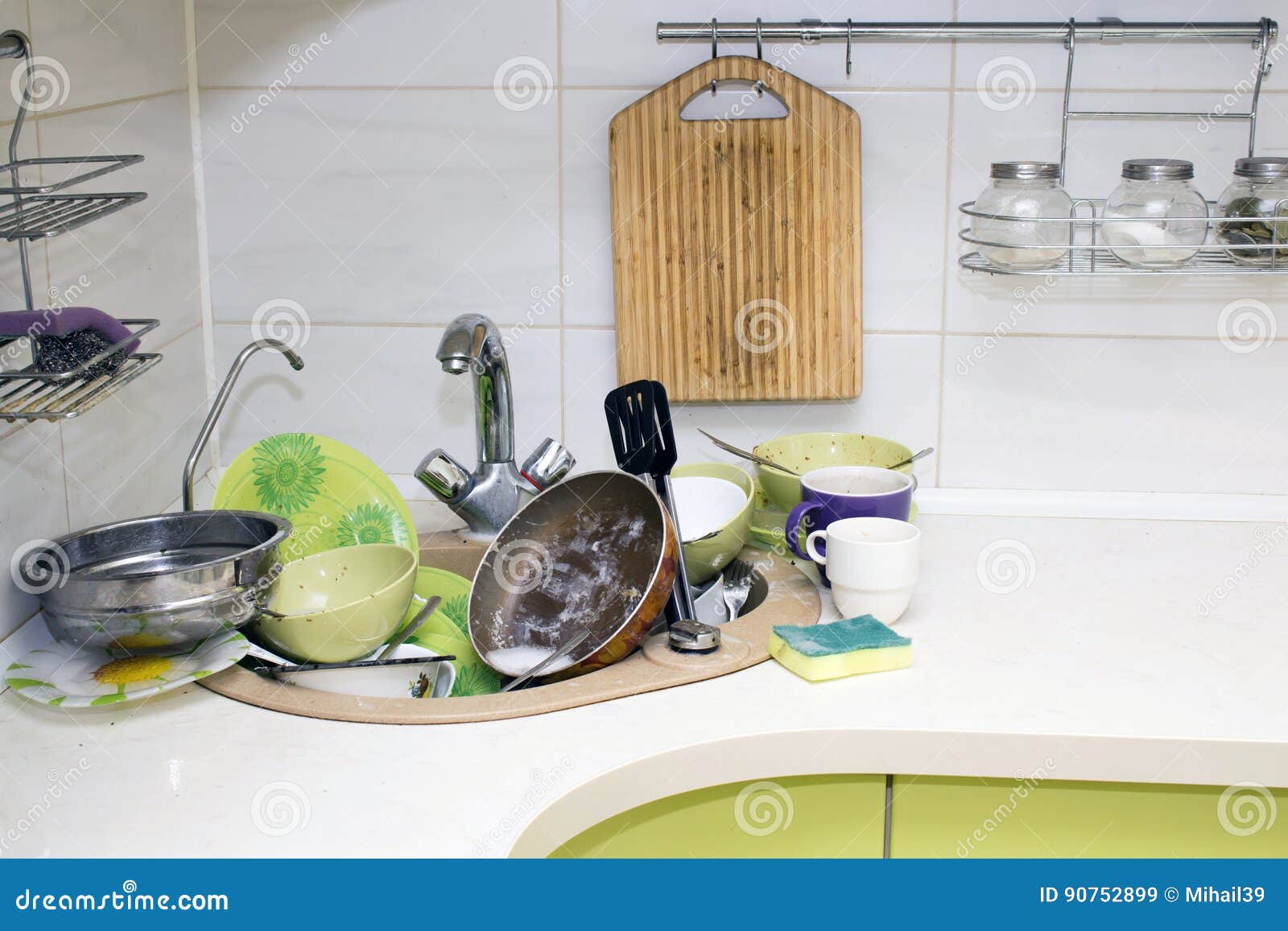 A Bunch of Dirty Dishes in the Kitchen. Stock Image - Image of ...