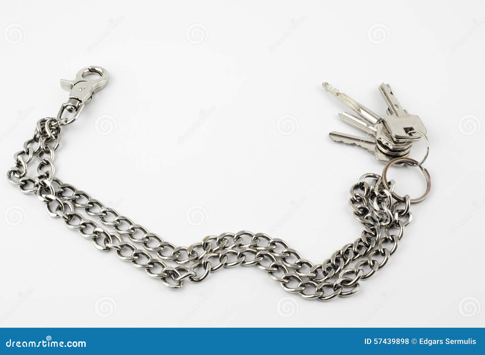 Bunch of Door Keys with Chain Isolated on White Background Stock Photo ...