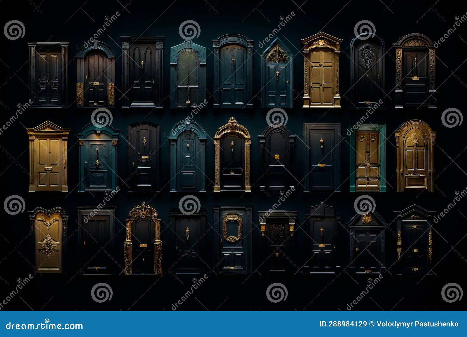 Bunch of Doors that are All Different Colors and Sizes in Row ...