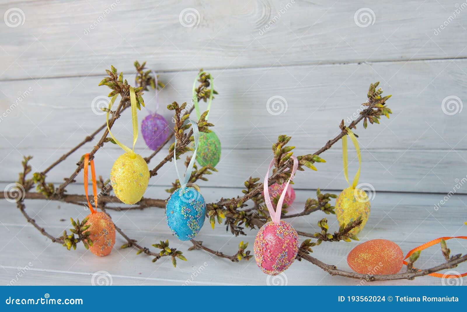 Bunch of Easter Eggs on a Tree Branch Stock Photo - Image of holiday ...