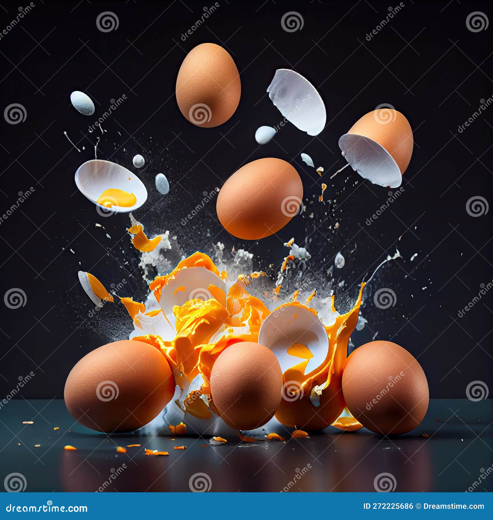 A Bunch of Eggs Exploding with Fire and Egg Shells Stock Illustration ...