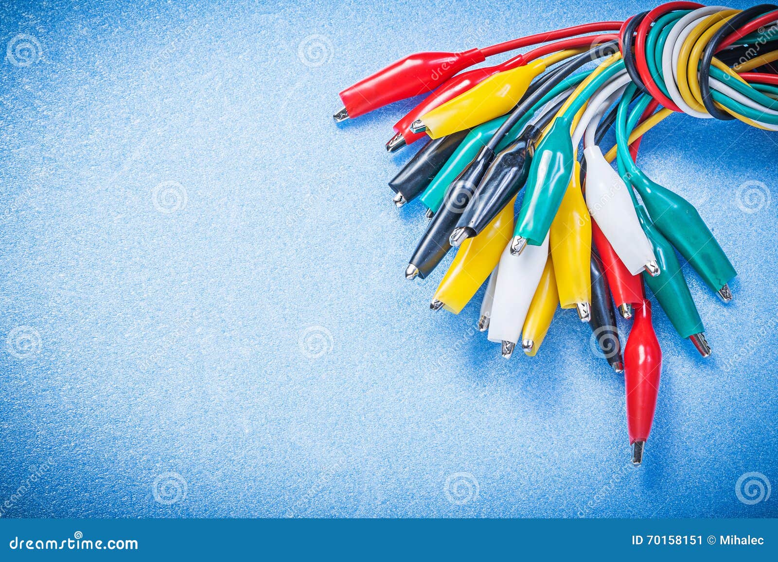 Bunch of Electric Crocodile Plugs on Blue Background Electricity Stock ...