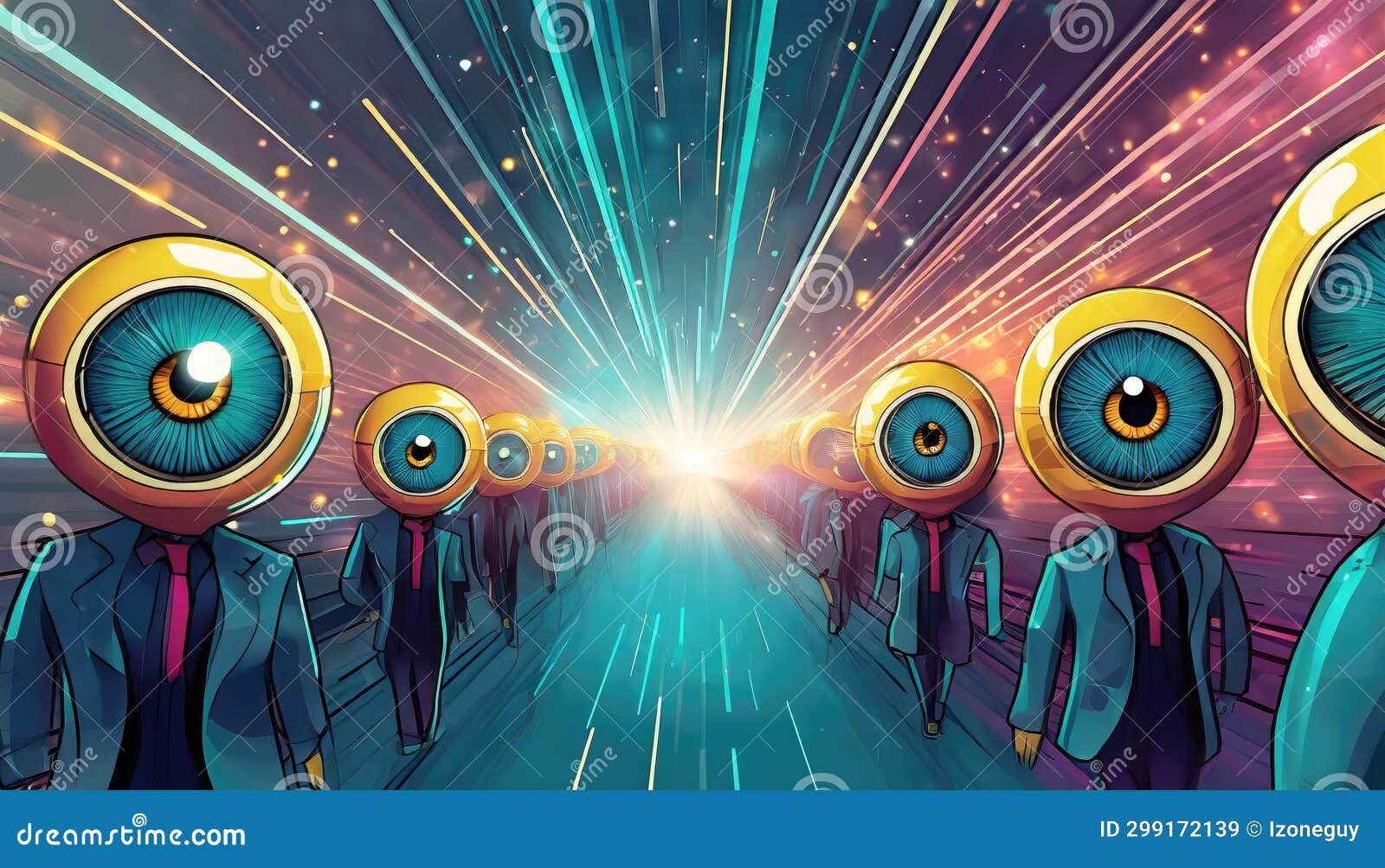 A Bunch of Eye Headed Creatures. Stock Illustration - Illustration of ...