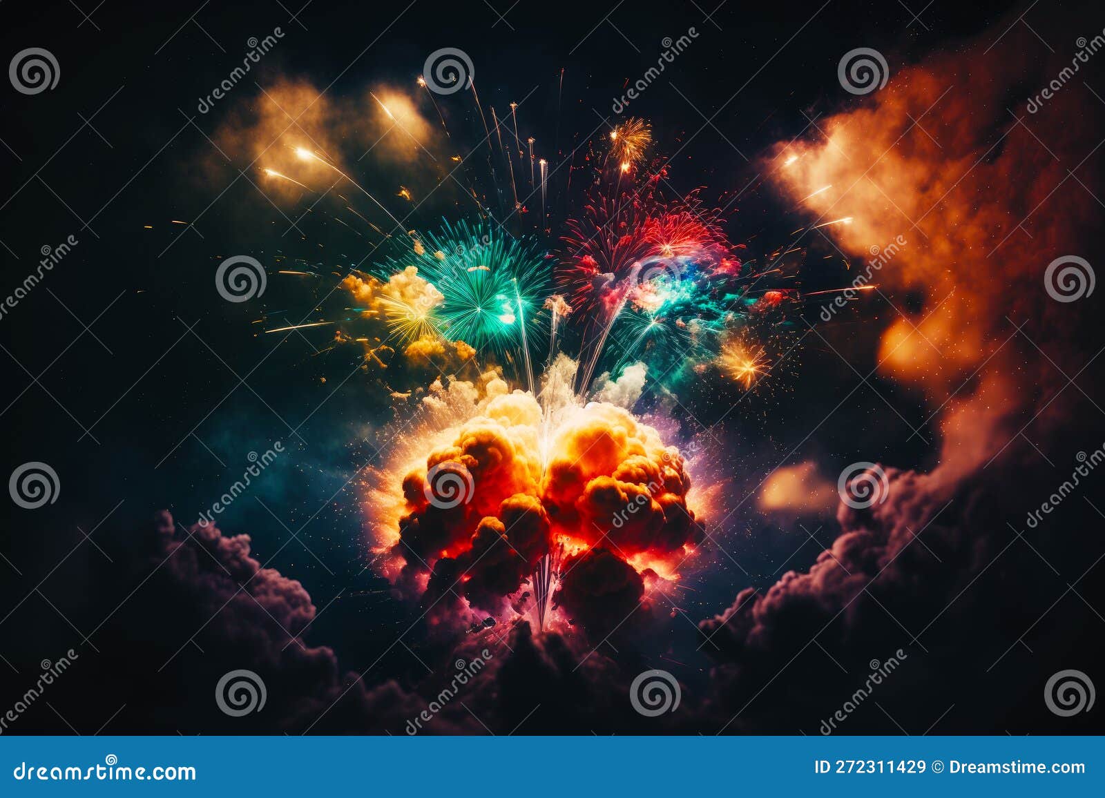 Bunch of Fireworks that are in the Sky with Some Clouds in Front of ...