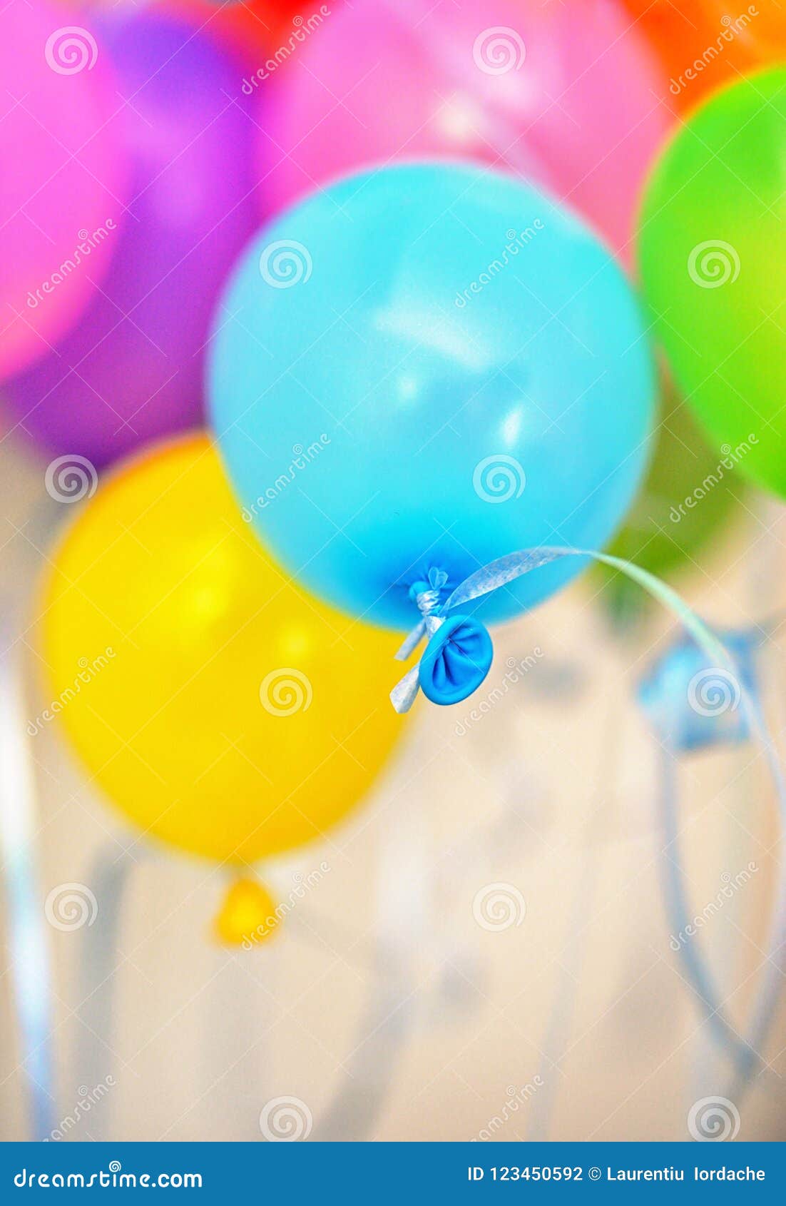 Bunch of Floating Colored Balloons and Strings Stock Photo - Image of ...