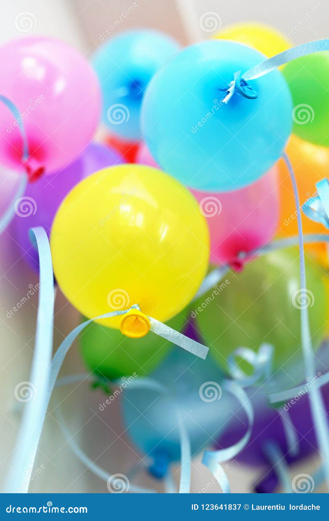 Bunch of Floating Colored Balloons and Strings Stock Image - Image of ...