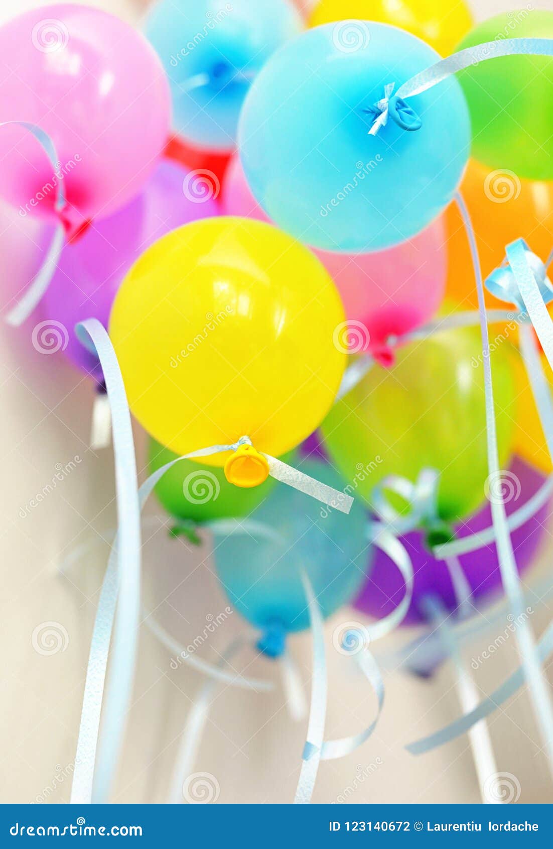 Bunch of Floating Colored Balloons and Strings Stock Photo - Image of ...