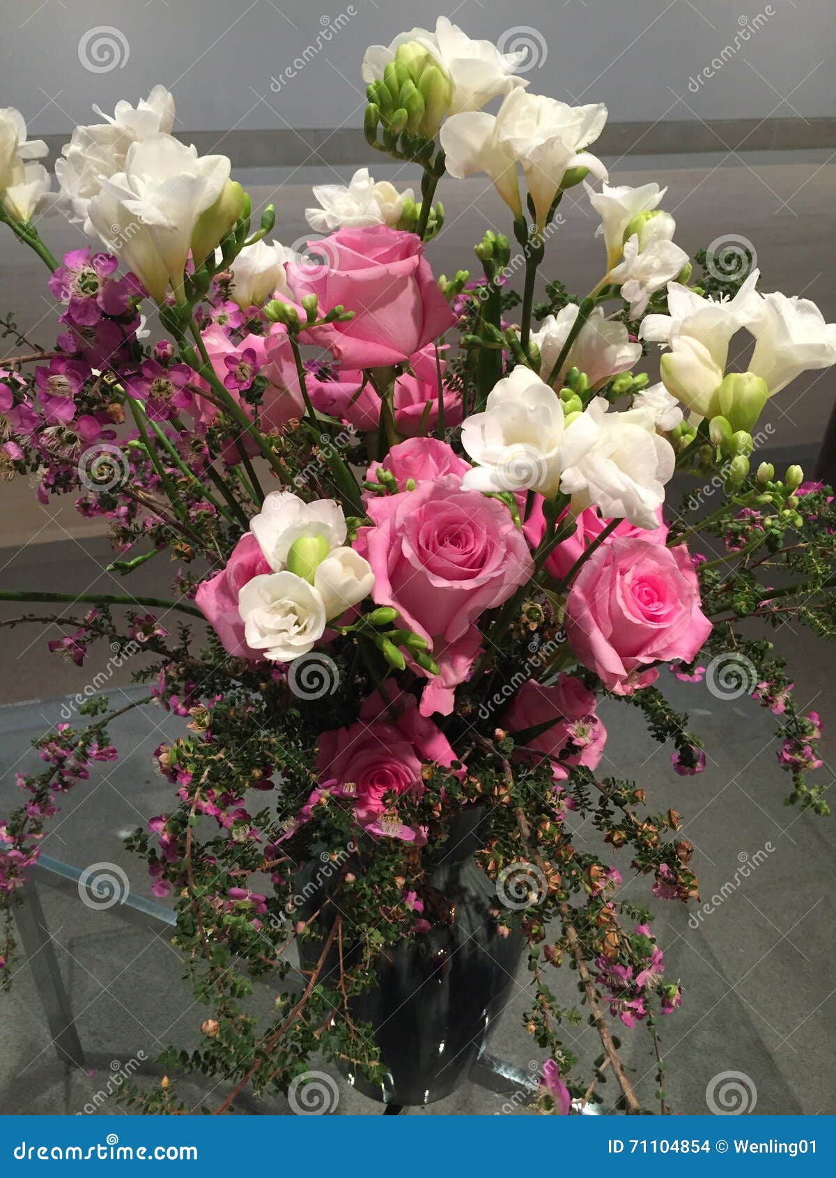 Bunch of Flowers Design on Table Stock Photo - Image of plant ...