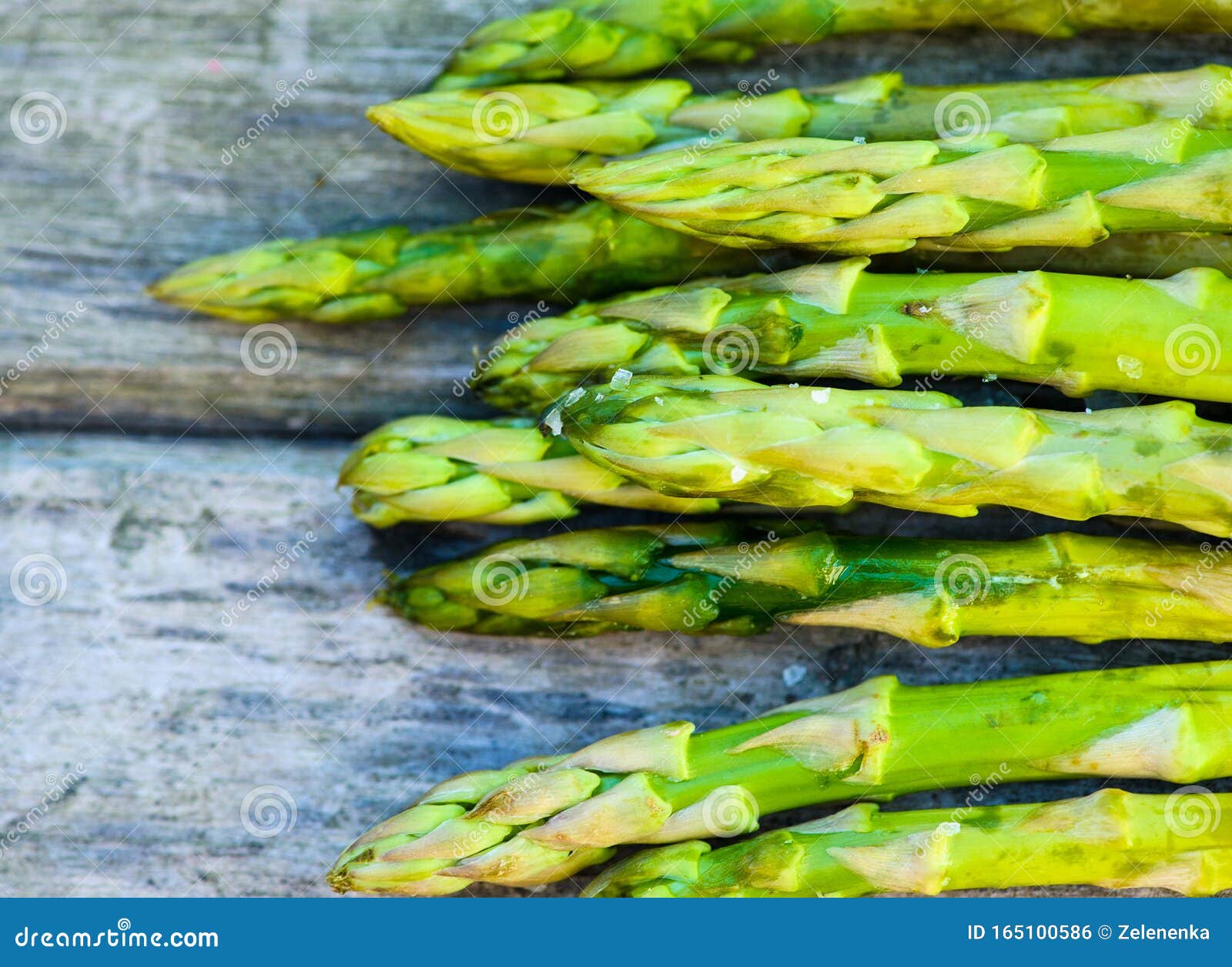 Bunch of Fresh Asparagus on Wooden Table Stock Photo - Image of cuisine ...