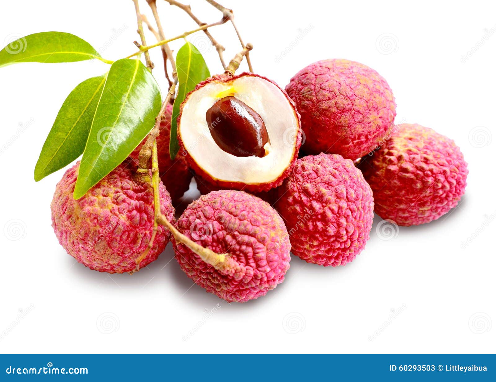 Bunch Of Fresh Lichi Or Lychee Isolated On White. Stock Image - Image ...