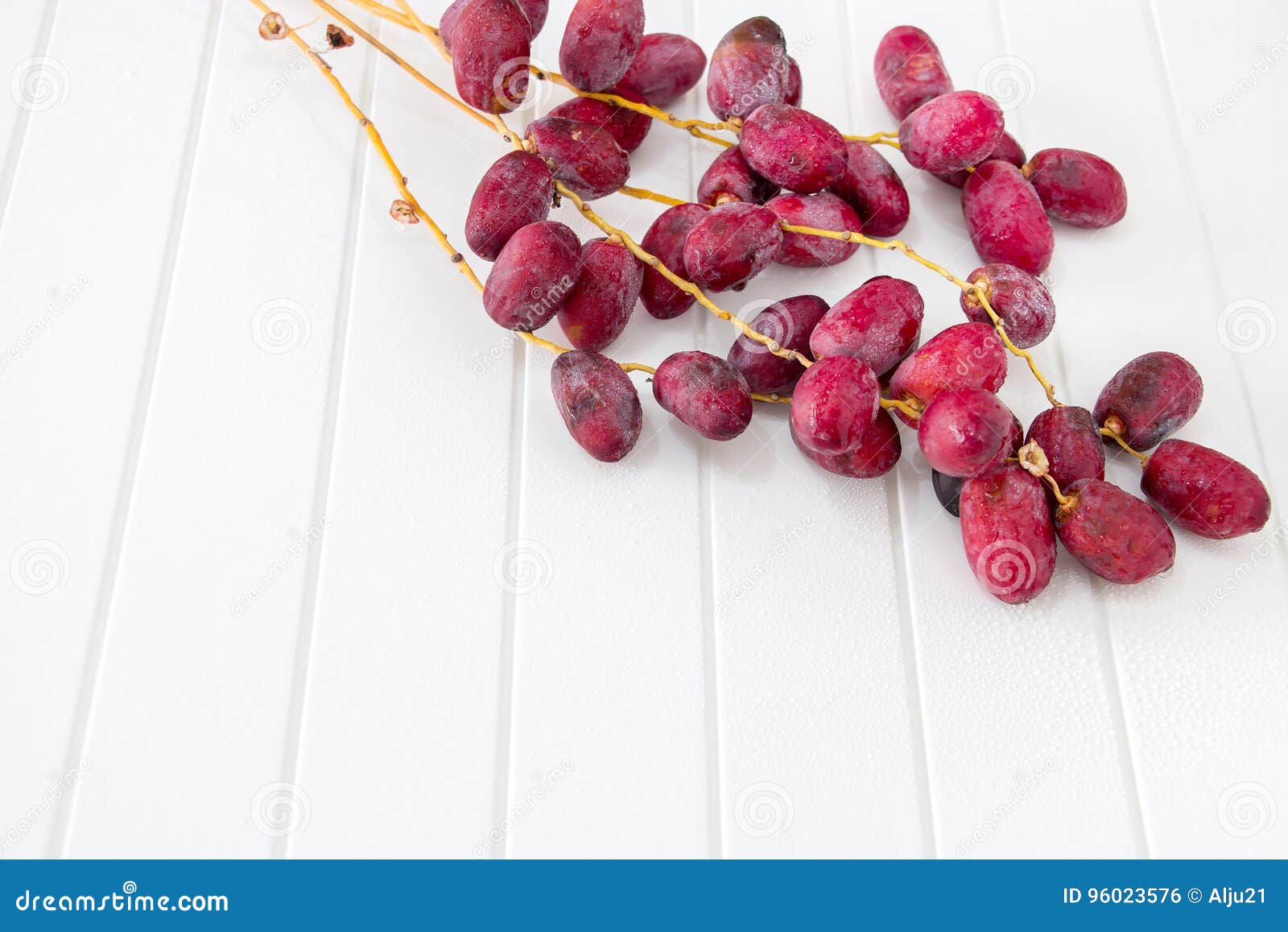 A Bunch Fresh Raw Organic Dates on a Branch on a White Background ...