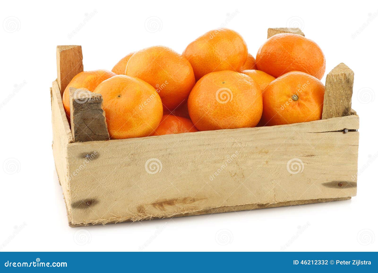 Bunch of Fresh Tangerines in a Wooden Box Stock Photo - Image of ...