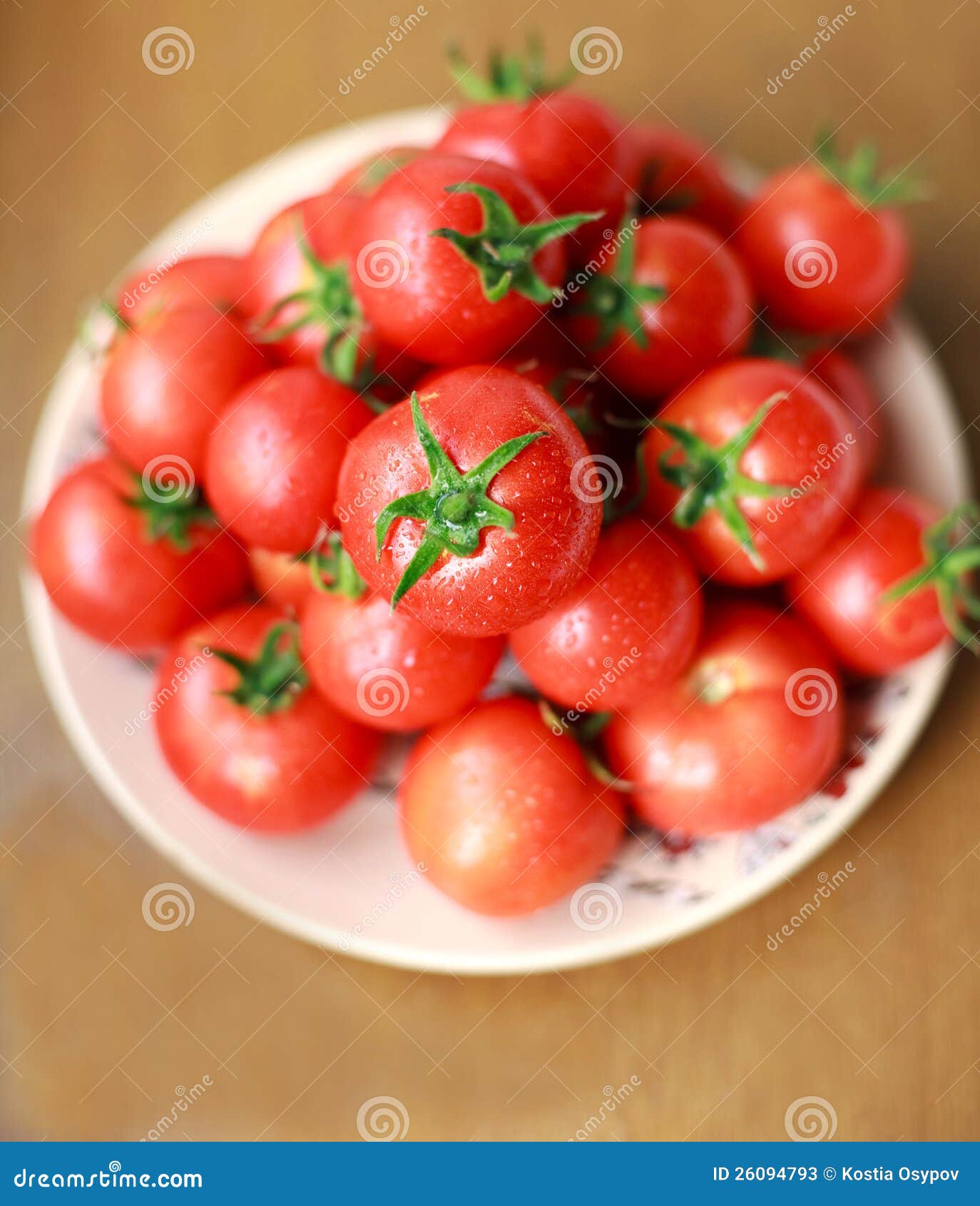 Bunch of Fresh Tomatoes with Drops on a Plate Stock Image - Image of ...