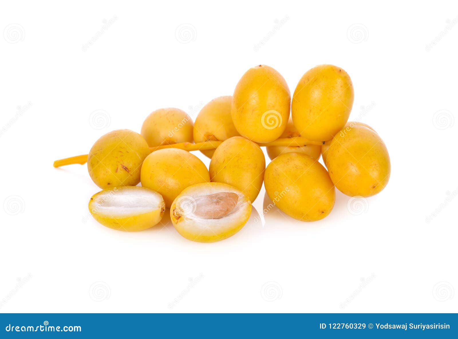 Bunch of Fresh Yellow Dates on White Background Stock Image - Image of ...