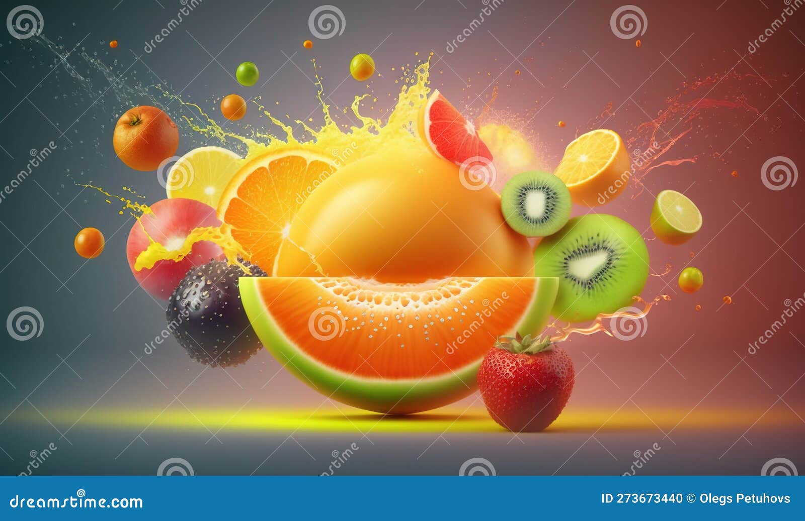 A Bunch of Fruit that are Flying in the Air Together Stock Illustration ...