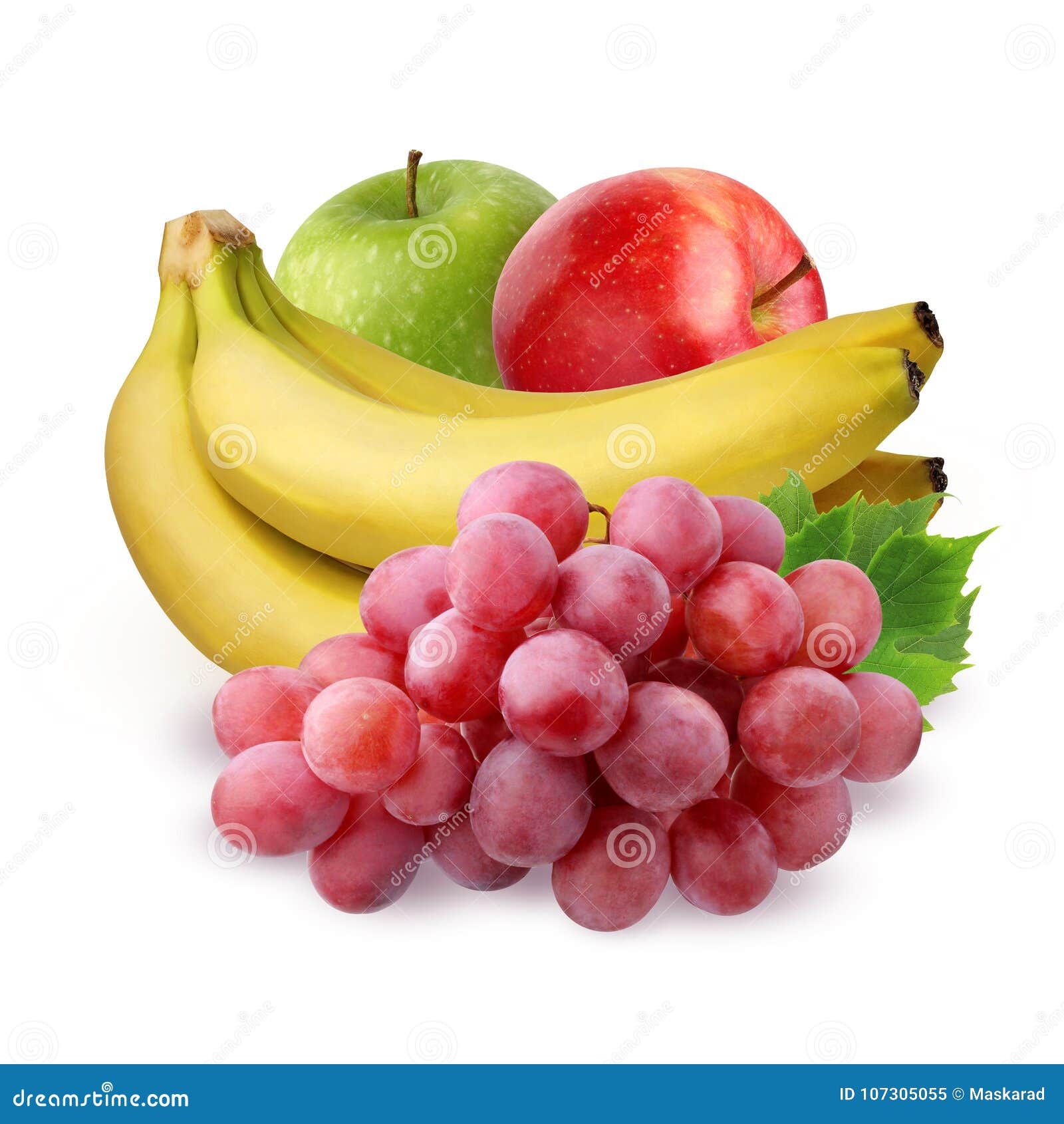 Bunch of Fruit on a White Background. Apple, Grape and Banana. Stock ... Bunch of Fruit on a White Background. Apple, Grape and Banana. Stock ...