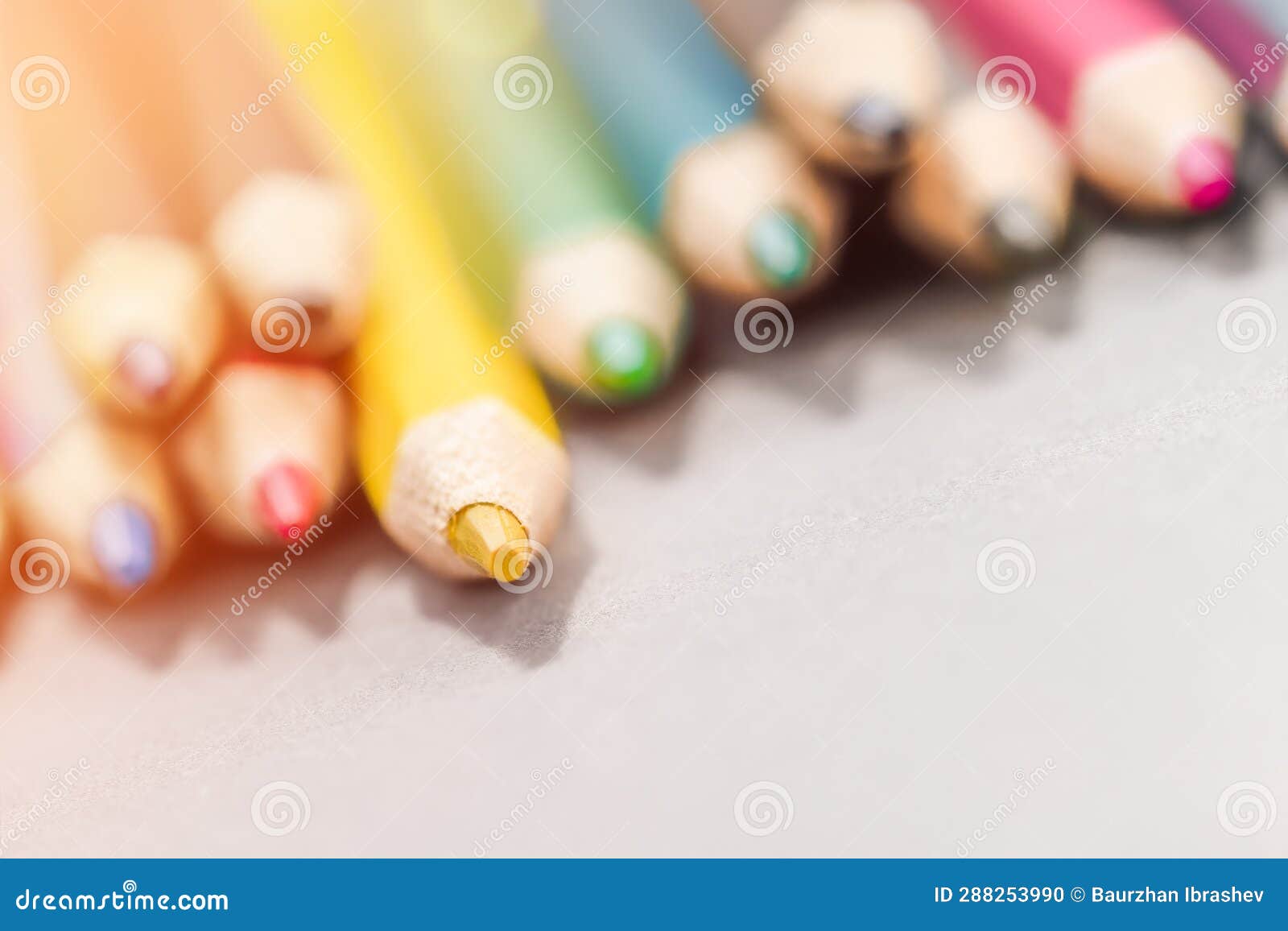 Bunch of Fun Colored Pencils. Multicolor Group of Cute Small Wooden ...