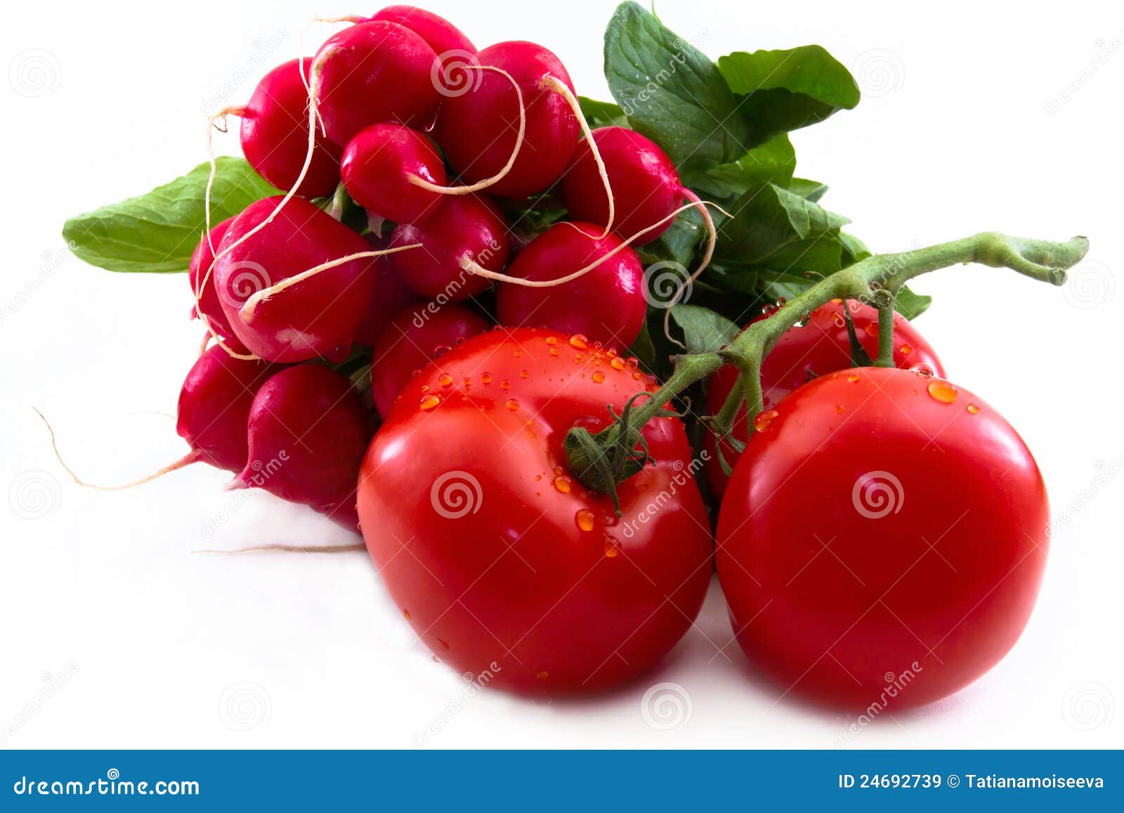 Bunch of Garden Radish Und Tomatoes Stock Image - Image of close ...