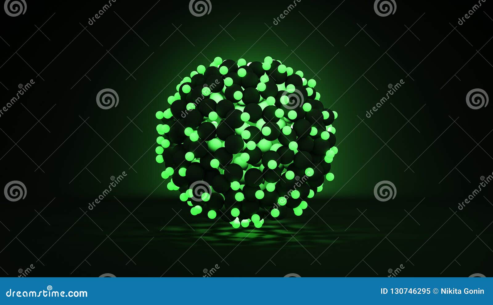 Bunch of Glowing Green Balls Abstract 3D Render Stock Illustration ...