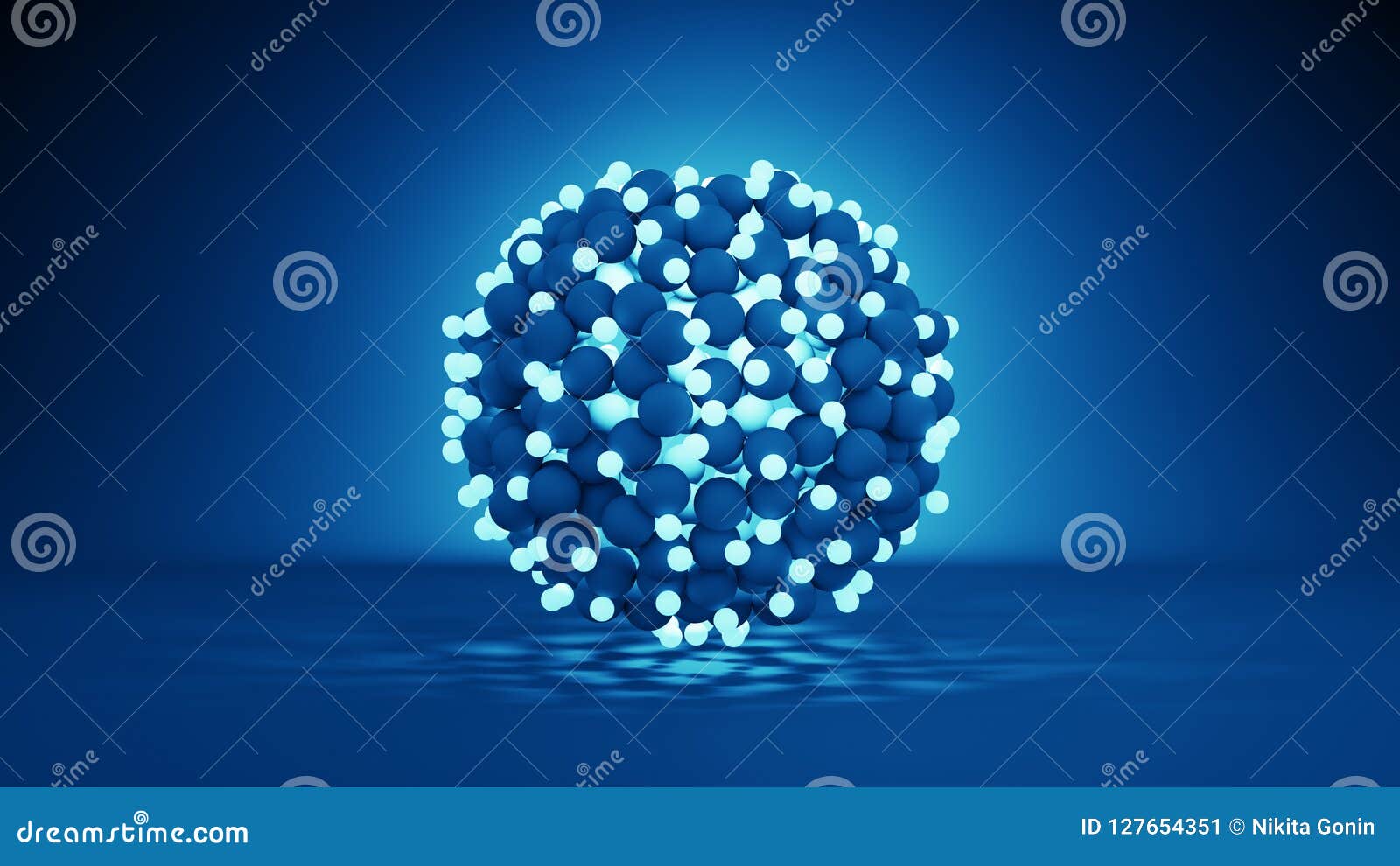Bunch of Glowing Spheres Abstract 3D Render Illustration Stock ...