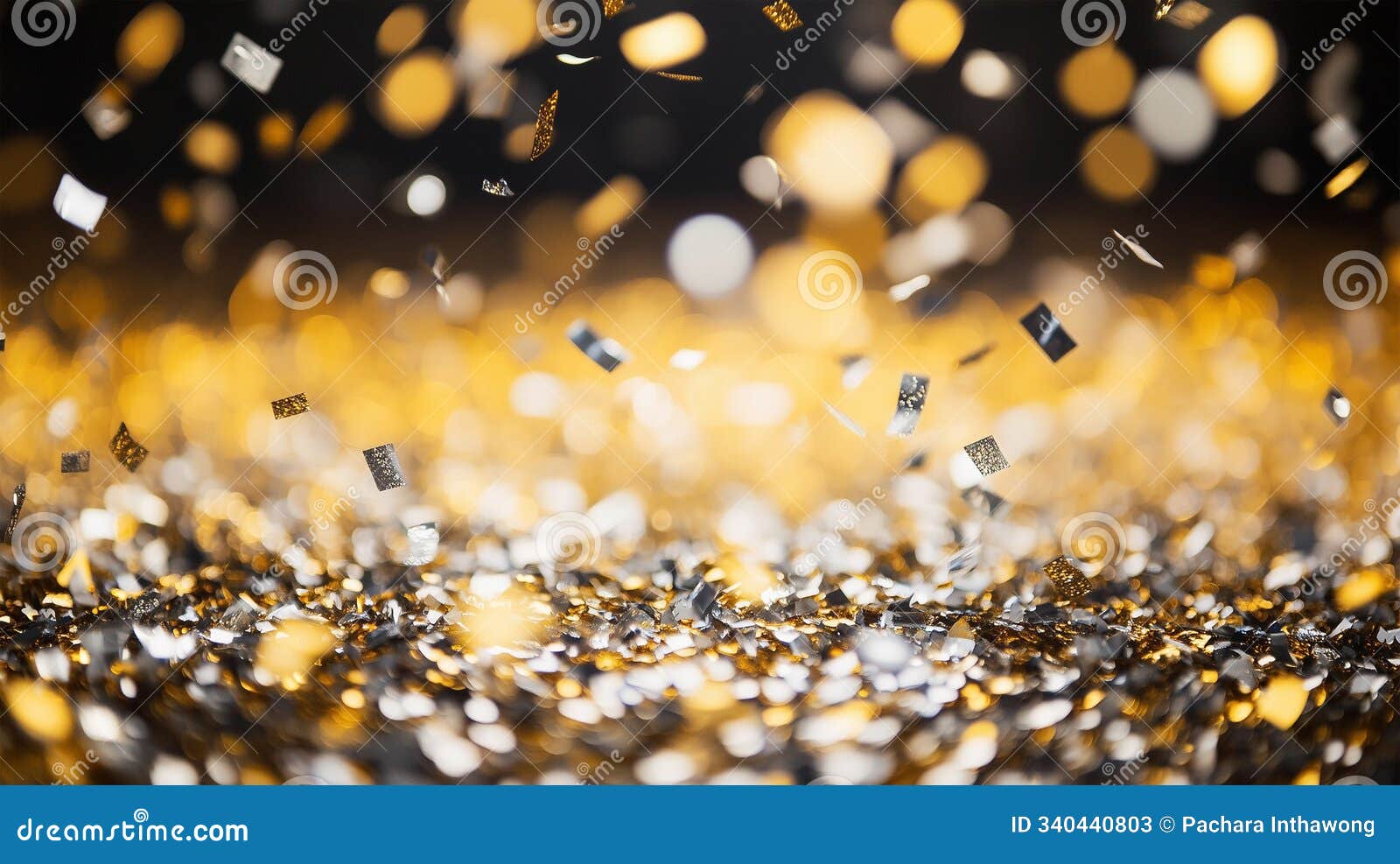 A Bunch of Gold and Silver Confetti is Falling from the Sky Stock ...