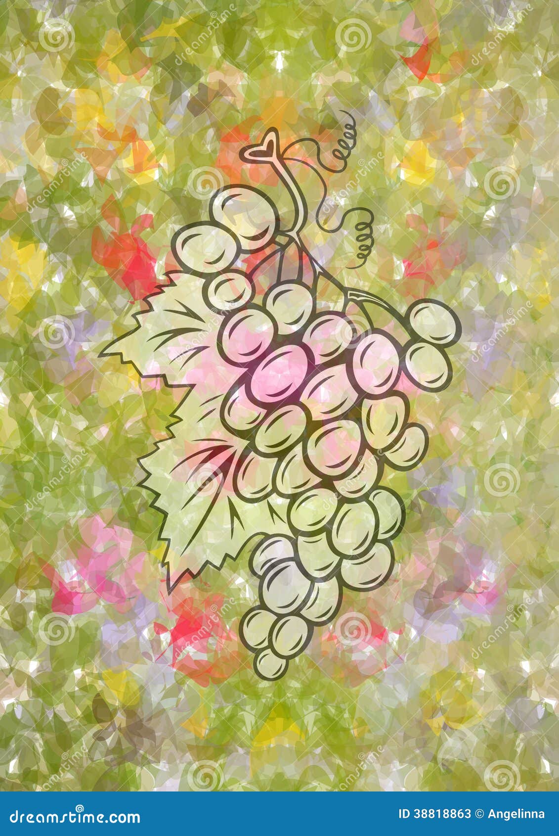 Bunch of Grapes with Background Stock Vector - Illustration of leaf ...