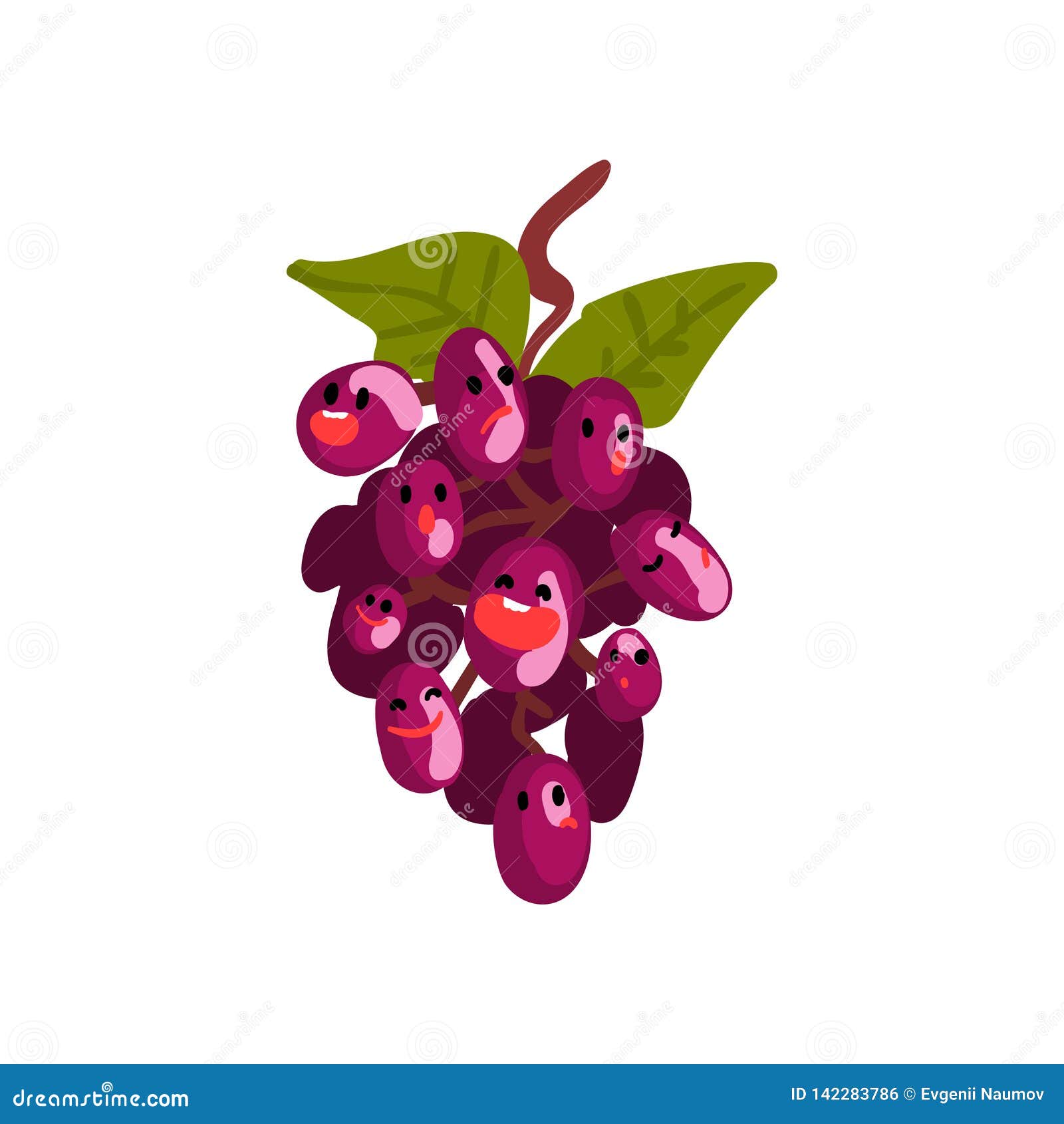 Bunch of Grapes Characters with Funny Faces Vector Illustration Stock ...