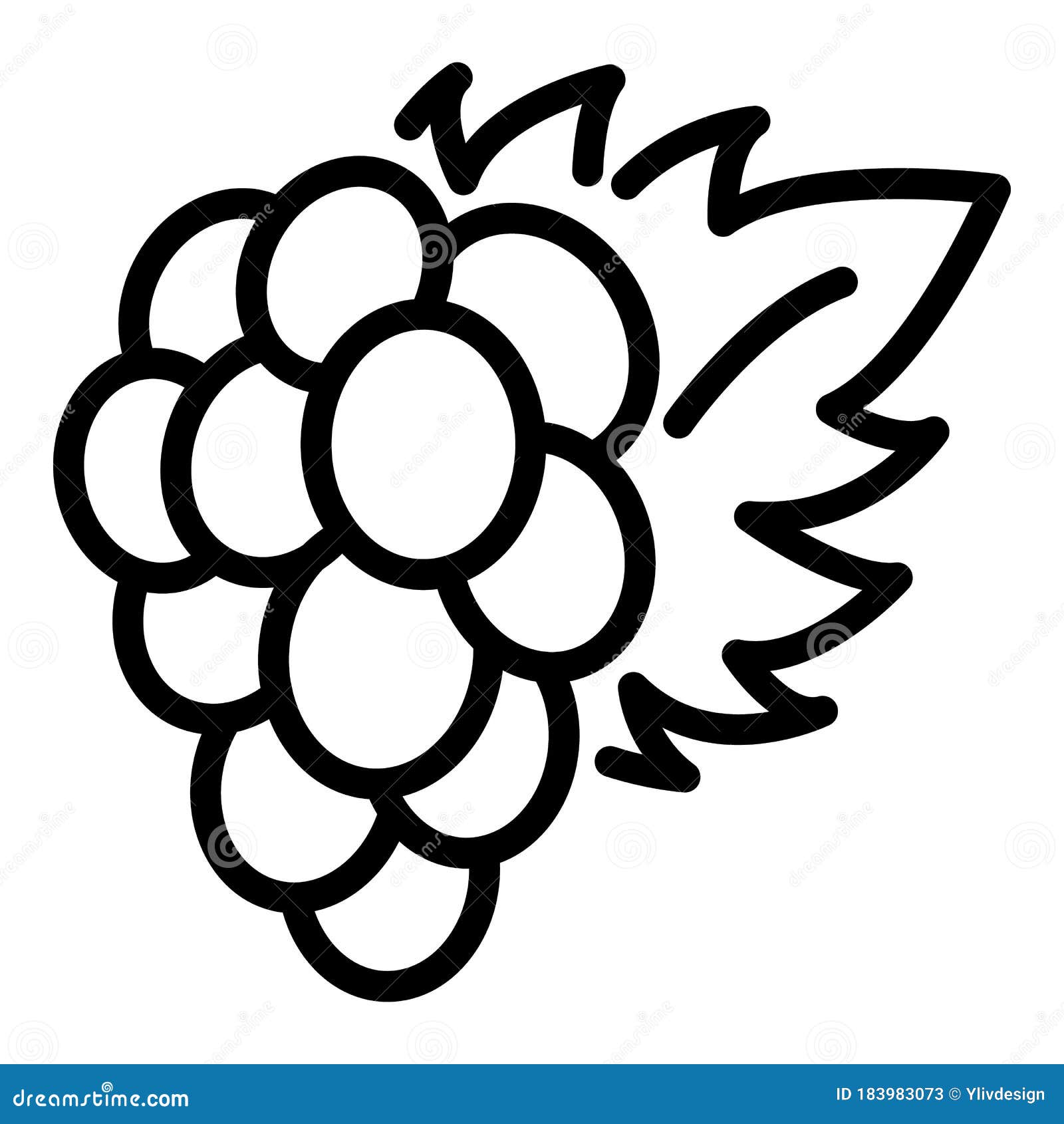 Bunch of Grapes Icon, Outline Style Stock Vector - Illustration of line ...