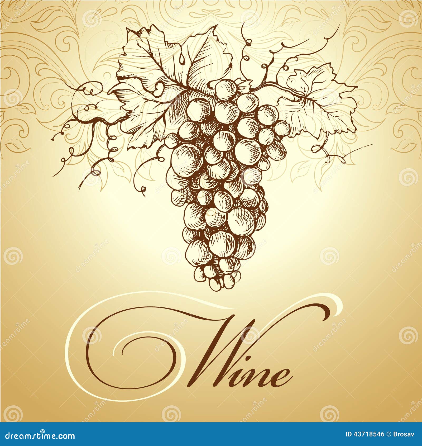 Bunch of Grapes for Labels of Wine Stock Vector - Illustration of cask ...