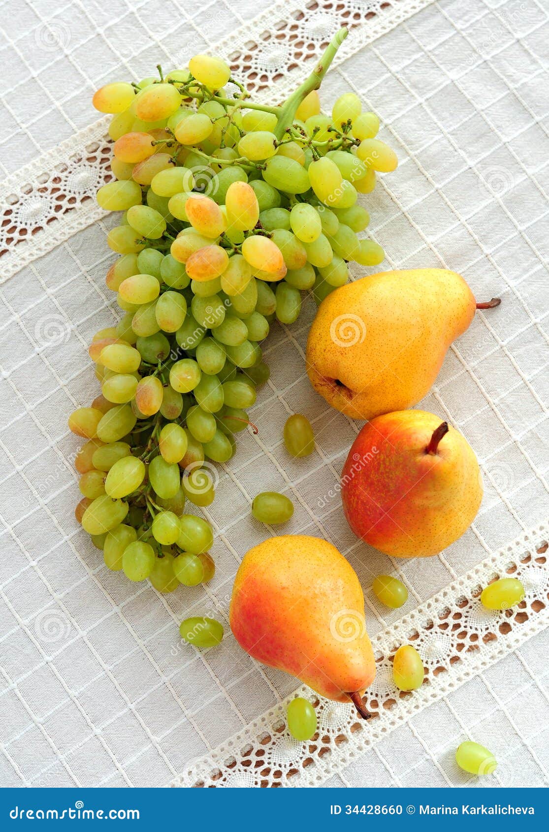 Bunch of grapes and pears stock photo. Image of autumn - 34428660