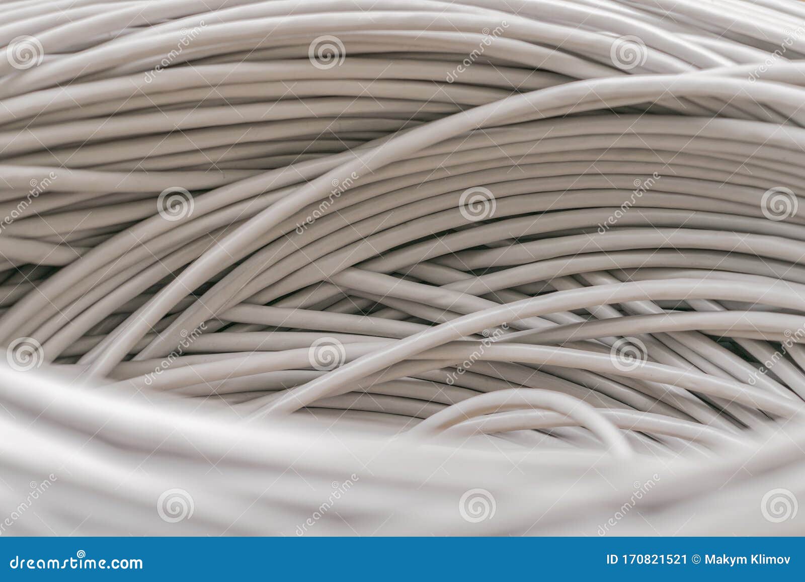Bunch of Gray Unshielded Twisted Pair Cables is a Close-up. Abstract ...