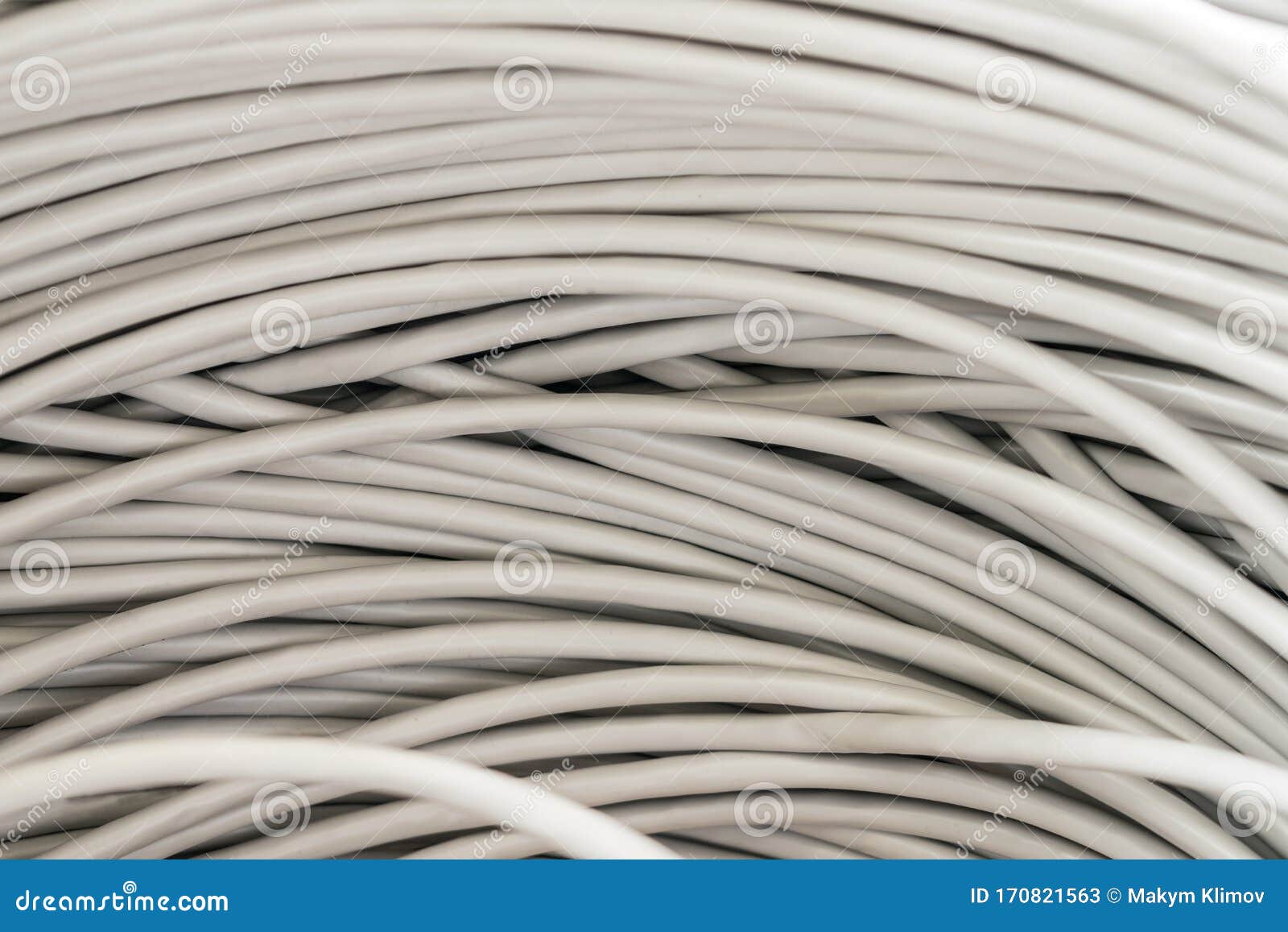 A Bunch of Gray Unshielded Twisted Pair Cables is a Close-up. Abstract ...