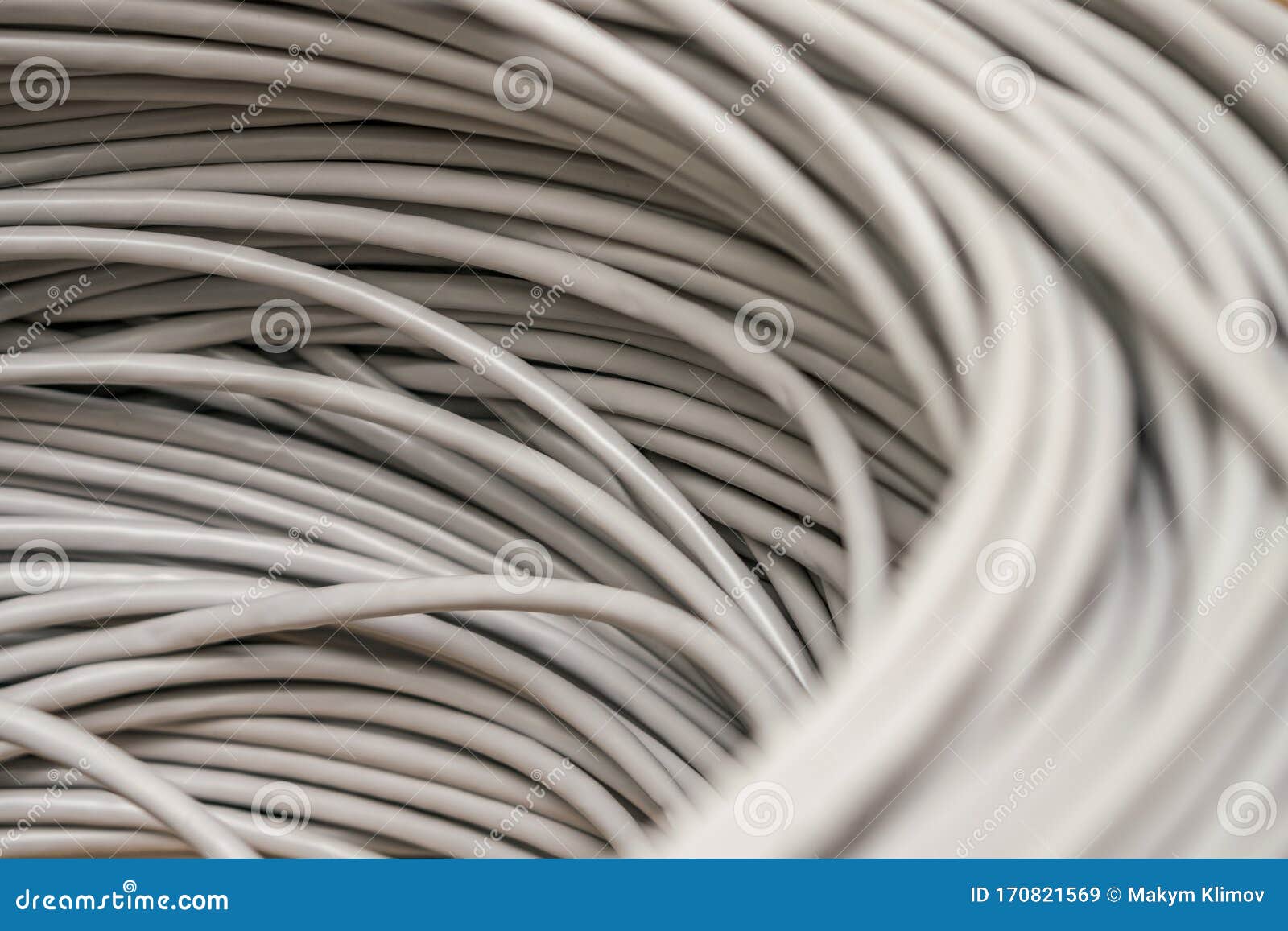 Bunch of Gray Unshielded Twisted Pair Cables is a Close-up. Abstract ...